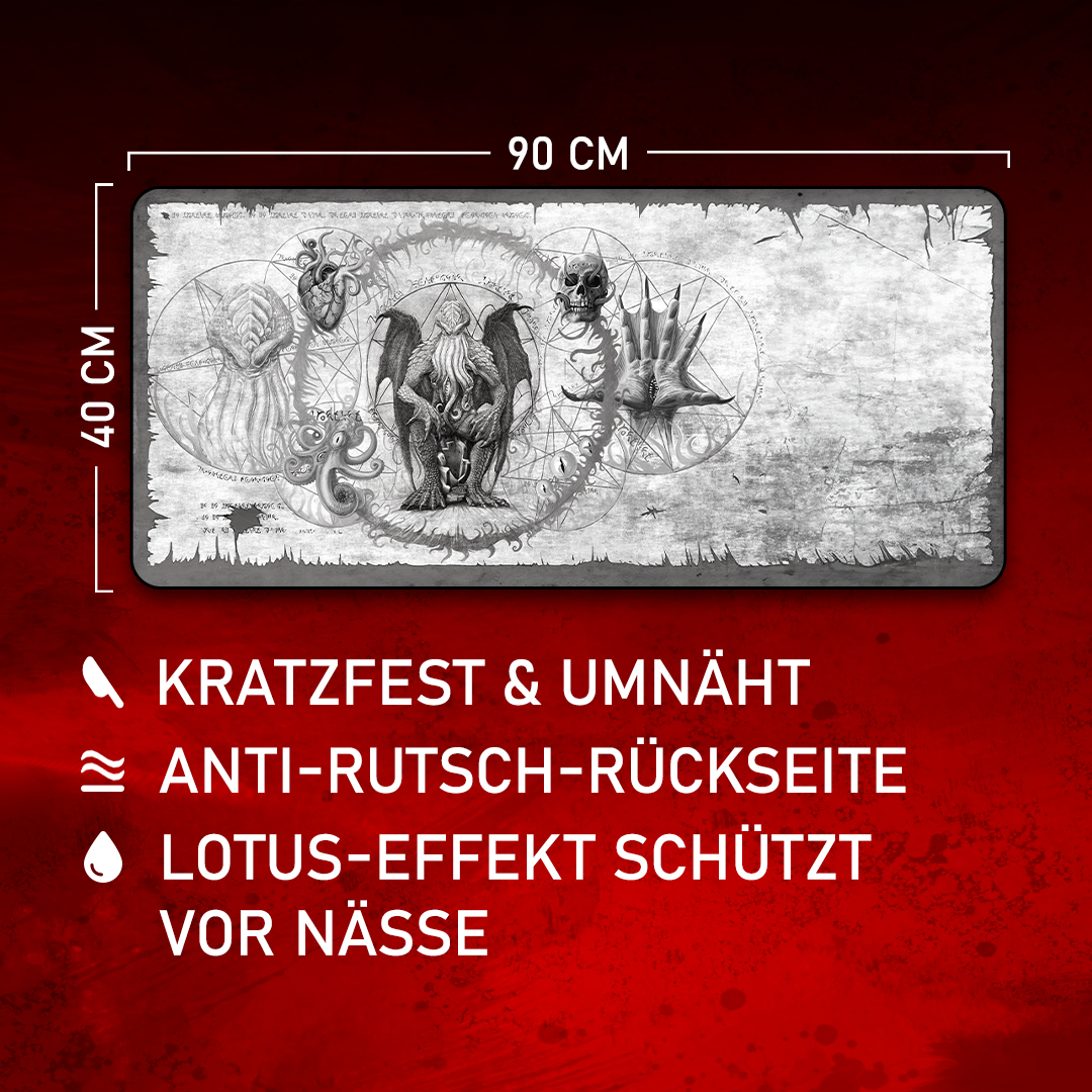 Cthulhu Scroll Grau- Gamer Mousepad von Kraken